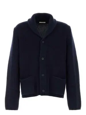 THE ROW Shawl Collar Cardigan In Cashmere-cotton Blend - Blue