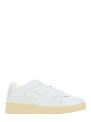 JIL SANDER Basket Sneakers In Leather And Fabric - White