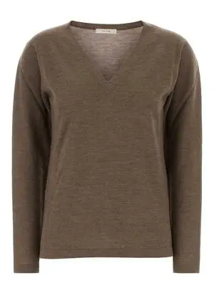 THE ROW THE ROW Poesis Cashmere V-Neck Sweater Brown