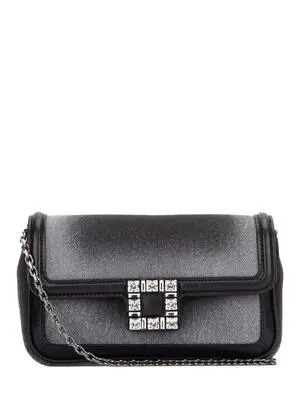 ROGER VIVIER Denim Shoulder Bag With Embellished Clasp - Nero