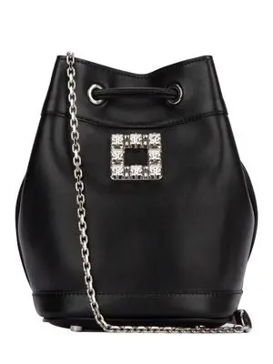 ROGER VIVIER Tres Vivier Aumonière Mini Calfskin Evening Bag - Nero
