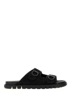 FERRAGAMO Jacquard Slippers - Black