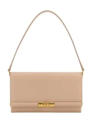 Dolce & Gabbana Marlene Leather Clutch Bag With Golden Metal Finish - Pink