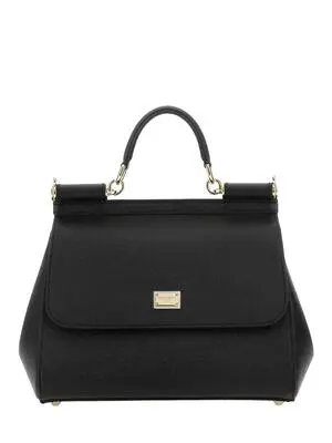Dolce & Gabbana Sicily Medium Leather Handbag - Black