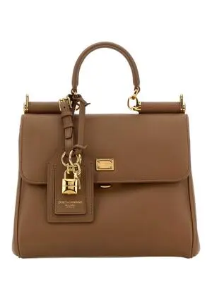 Dolce & Gabbana DOLCE & GABBANA My Sicily Leather Handbag Camel