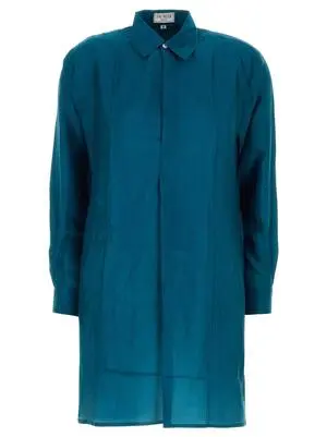 THE ROSE IBIZA Silk Shirt Dress - Blue