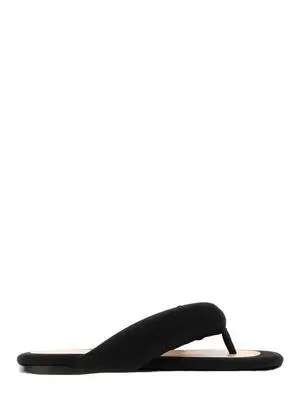 Carven Satin Thong Slippers With Leather Sole - Black