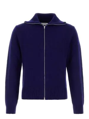 JIL SANDER Zip-up Wool-blend Cardigan - Blue