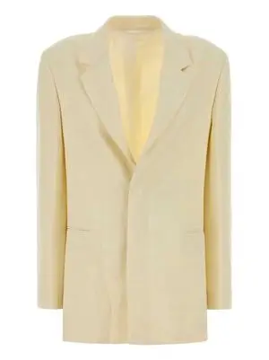 Carven Viscose-lyocell Blend Blazer With Notched Lapel - Yellow