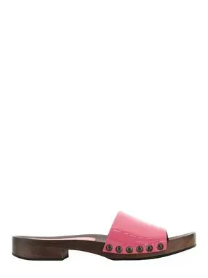 Miu Miu Patent Leather Studded Clogs - Pink