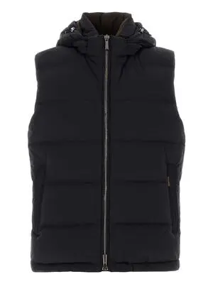 MOORER Rick Hooded Down Vest - Blue