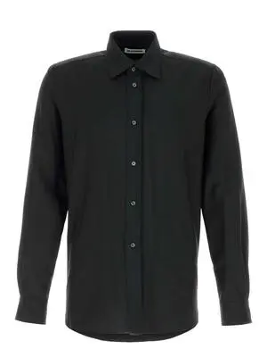 JIL SANDER Wool-mohair Blend Button-up Shirt - Black