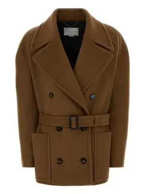 Stella McCartney Double Breasted Wool Jacket With Belt - Camel