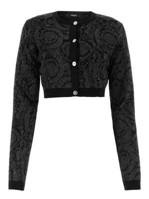 Versace Embroidered Stretch Viscose-blend Cardigan - Printed
