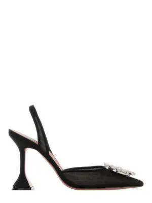 Amina Muaddi Begum Mesh Slingback Pumps - Black