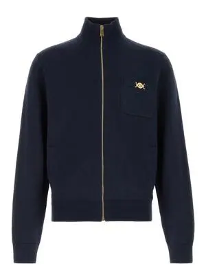Versace Zip-up Cardigan With Medusa Detail - Blue