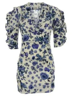 Isabel Marant Étoile Stretch Silk Doris Mini Dress With Floral Print And Ruffled Sleeves - Printed