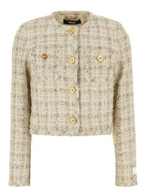 VERSACE VERSACE Textured Tweed Blazer With Metallic Thread Detail