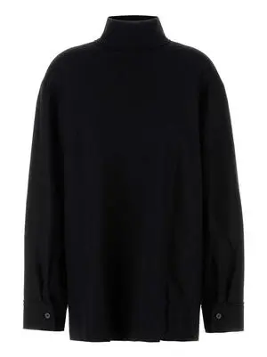 JIL SANDER Wool-blend Blouse With Tailored Finish - Black