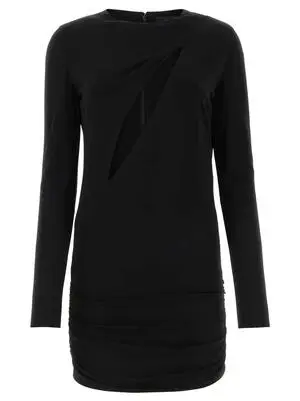Versace Long Sleeve Stretch Viscose Mini Dress - Black