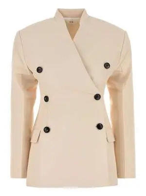 Co Viscose Blend Blazer With Virgin Wool Lining - Pink