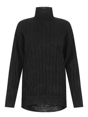Balenciaga Oversized Ribbed Knit Sweater - Black
