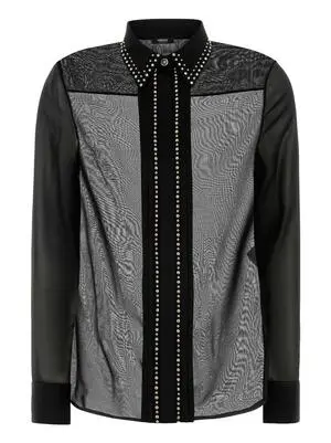 Versace VERSACE Embellished Silk Blend Shirt Black