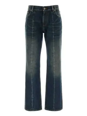 VERSACE VERSACE Denim Jeans With Calf Leather Trim
