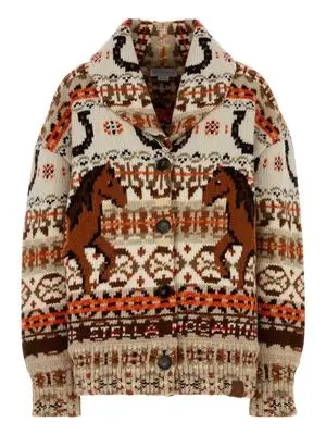 STELLA MCCARTNEY STELLA MCCARTNEY Embroidered Wool Fair Isle Oversize Cardigan