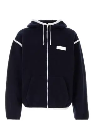 Givenchy Zip Up Wool Blend Jacket With Hood - Blue