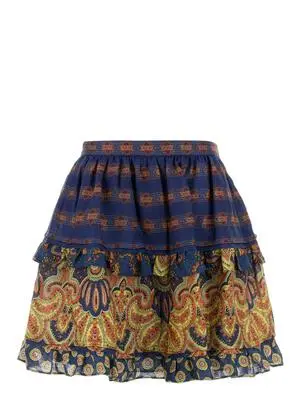 VALENTINO VALENTINO GARAVANI Printed Tiered Linen Skirt