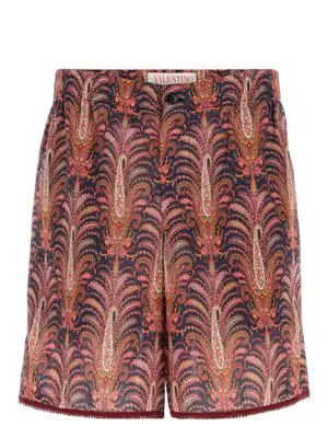 Valentino Garavani Paisley Print Cotton Bermuda Shorts - Printed