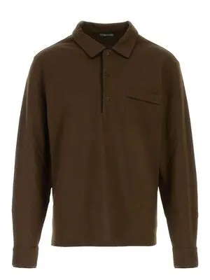 TOM FORD Chocolate Piquet Polo Shirt In Silk-cotton Blend - Brown