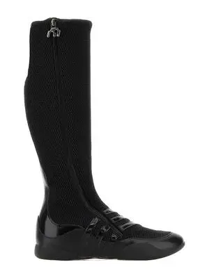 ADIDAS BY MIAOU ADIDAS BY MIAOU Black Mesh And Leather Zip Up Mini Boots