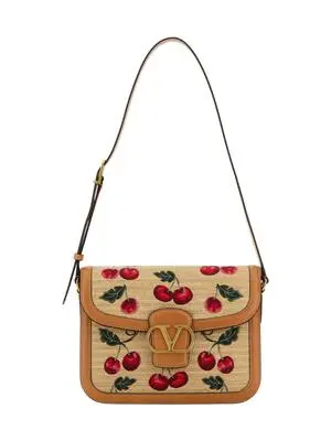 VALENTINO VALENTINO GARAVANI Embroidered Raffia Crossbody Handbag