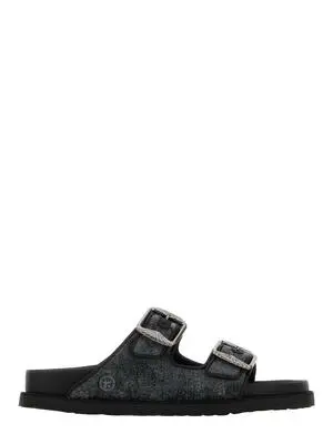 BIRKENSTOCK 1774 X BECOMES BERLIN Arizona Velvet Slip-on Sandals With Contrast Piping - Multicoloured
