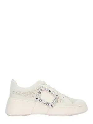 ROGER VIVIER ROGER VIVIER Viv Skate Strass Buckle Mesh Sneaker Biancomarmo