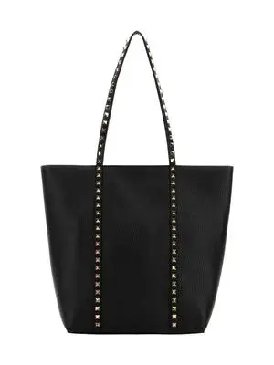 VALENTINO Valentino Garavani Rockstud Calf Leather Shopping Handbag With Plated Finish