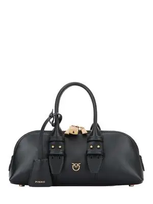 Pinko Leather Bowling Baguette Handbag With Gold Tone Hardware - Z99q