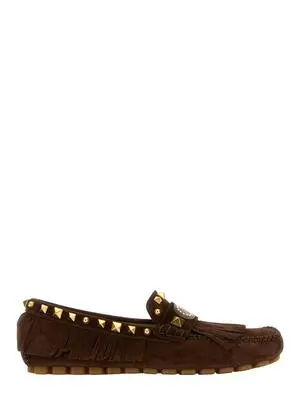 Valentino Garavani Studded Suede Loafers - Brown
