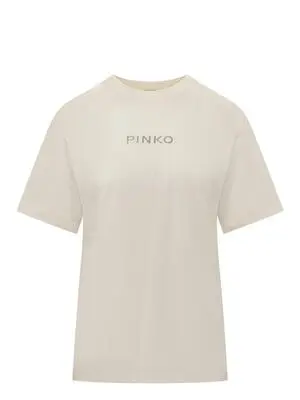 Pinko Statement Graphic T-shirt - Beige Multi