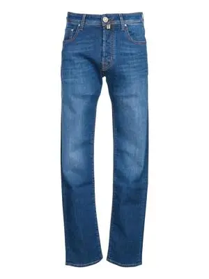 Jacob Cohen Tailored Flat Front Trousers - Mediumblue