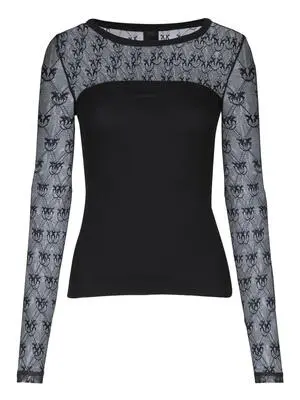 PINKO PINKO Lace Sleeve Graphic T-Shirt