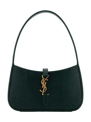 Saint Laurent Le 5 À 7 Mini Leather Handbag With Antiqued Gold-tone Hardware - Green