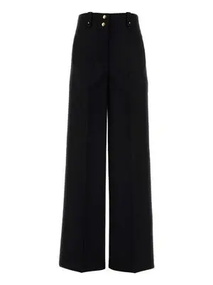 Moncler Palazzo Pants In Polyester-virgin Wool Blend - Black