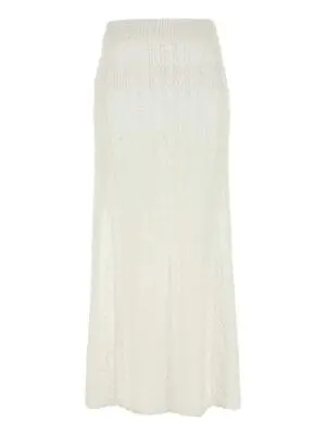 GANNI Crochet Knit Maxi Skirt - White