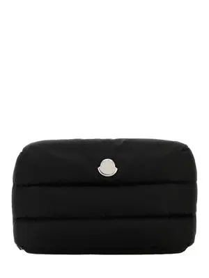 Moncler Quilted Nylon Beauty Case With Silver Tone Logo - Black