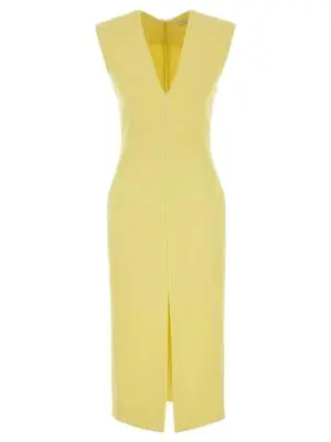Givenchy Stretch Crepe V-neck Dress - Yellow