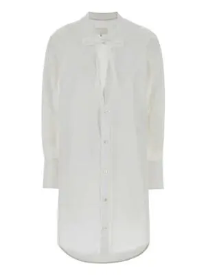 MAISON MARGIELA Cotton Poplin Shirt Dress With Bow Detail - White