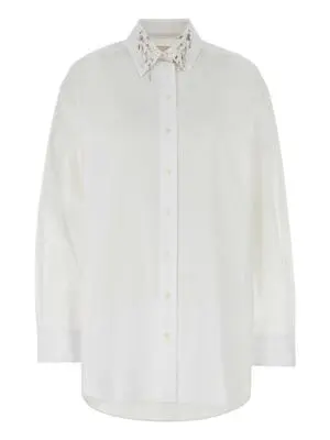 Givenchy Oversized Poplin Shirt With Embellished Collar - White